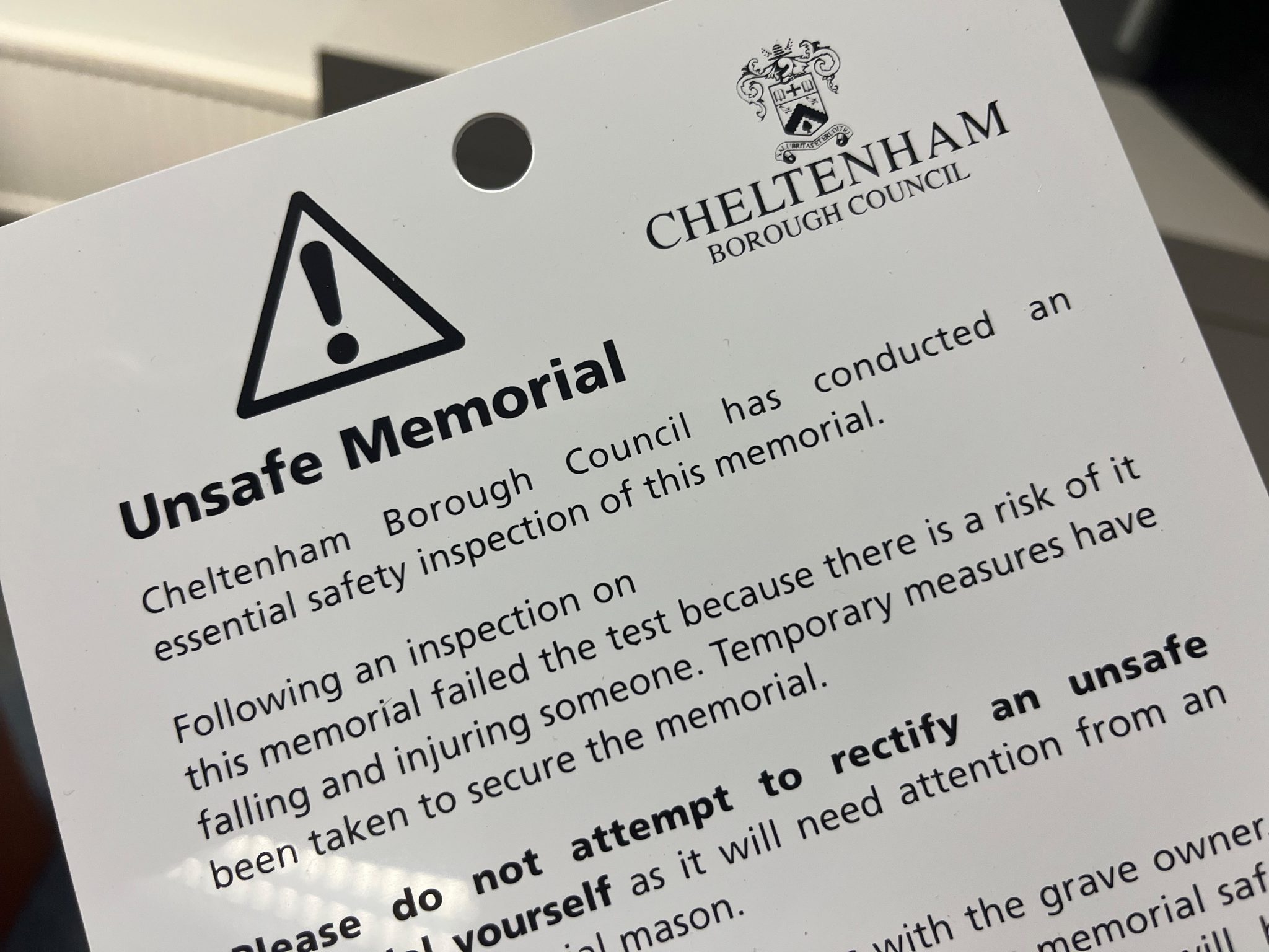 Memorial stability testing - Cheltenham Borough Council bereavement ...